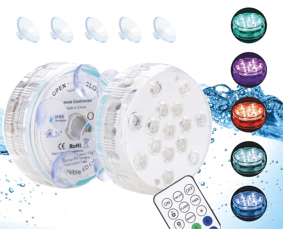 Spa Lights for Hot Tub,Waterproof 15 LEDs and 16 Colors Changing Spa Lights, Wireless Pond Light,Bathtub Lights,Pool Light with Magnet and 5 Suction Cups,Hot tub Light,3xAA Battery Operated