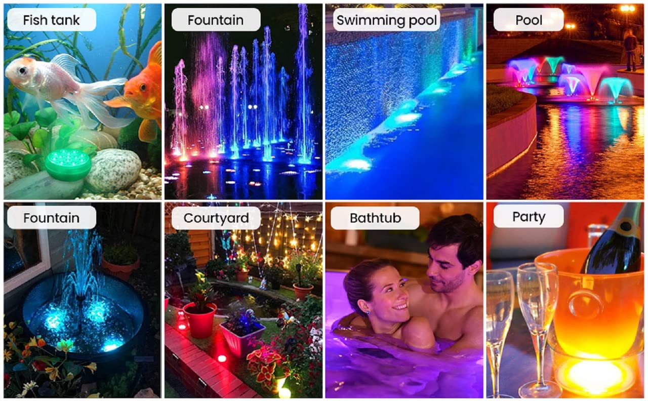 Spa Lights for Hot Tub,Waterproof 15 LEDs and 16 Colors Changing Spa Lights, Wireless Pond Light,Bathtub Lights,Pool Light with Magnet and 5 Suction Cups,Hot tub Light,3xAA Battery Operated