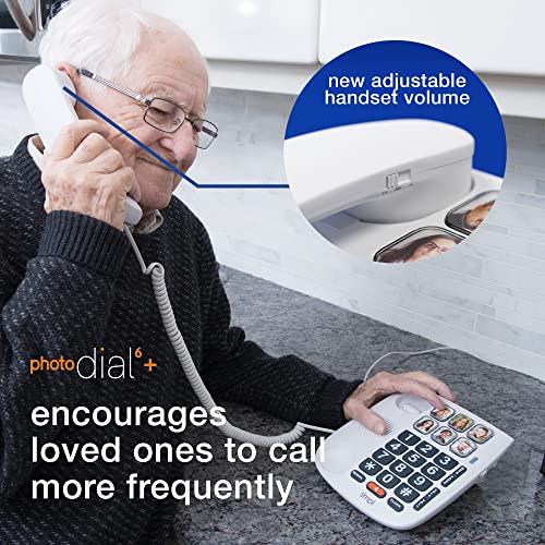 SMPL Hands-Free Dial Photo Memory Corded Phone, One-Touch Dialing, Large Buttons, Flashing Alerts, Durable, Perfect for Seniors, Alzheimer's, Dementia (6 Image | Amplify Switch)