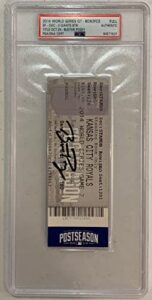 buster posey autographed san francisco 2014 world series game 7 signed baseball box office ticket psa