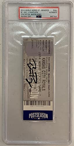 Buster Posey Autographed San Francisco 2014 World Series Game 7 Signed Baseball Box Office Ticket PSA