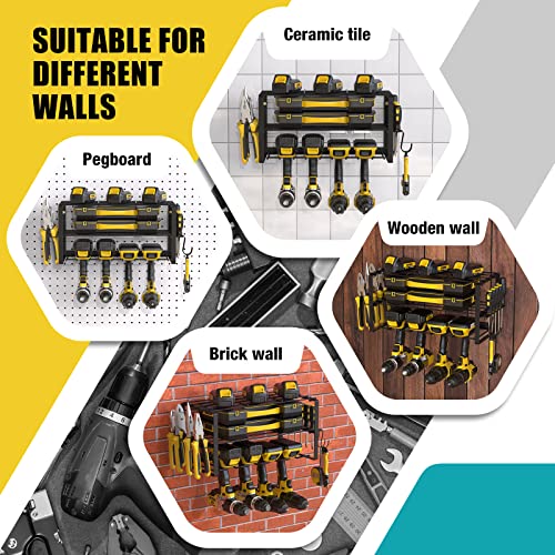 Kototen Power Tool Organizer, Drill Holder Wall Mount, Heavy Duty Garage Tool Storage Rack, Utility Storage Rack for Cordless Drill & Charging Station & Screwdriver