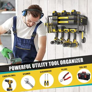 Kototen Power Tool Organizer, Drill Holder Wall Mount, Heavy Duty Garage Tool Storage Rack, Utility Storage Rack for Cordless Drill & Charging Station & Screwdriver