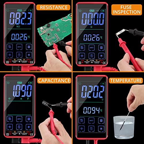 Proster Digital Multimeter TRMS Meter Voltage Current Capacitance Tester Temperature NCV (Touch Screen TRMS Meter)