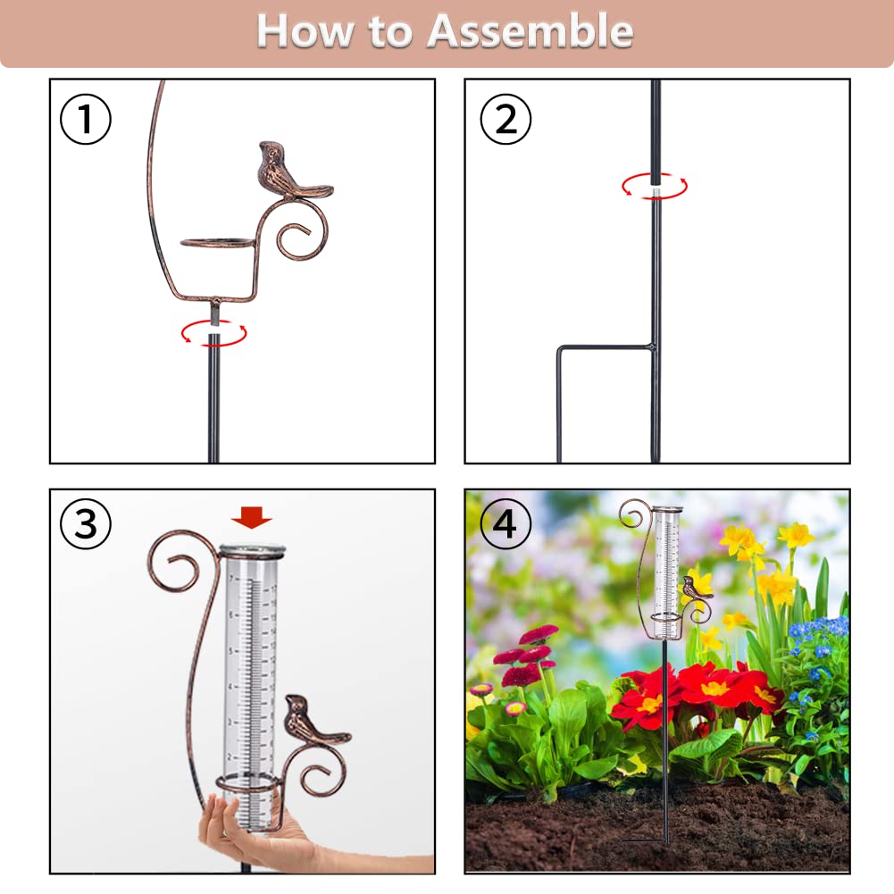 HOBYLUBY Rain Gauge Outdoor, 7 Inch Rain Gauges for Measuring Precipitation, Garden Yard Decor