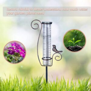 HOBYLUBY Rain Gauge Outdoor, 7 Inch Rain Gauges for Measuring Precipitation, Garden Yard Decor