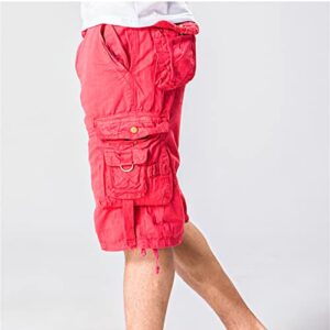 Men's Relaxed Fit Camo Cargo Shorts Lightweight Multi Pocket Outdoor Short Pants Casual Hiking Tactical Shorts (Red,36)