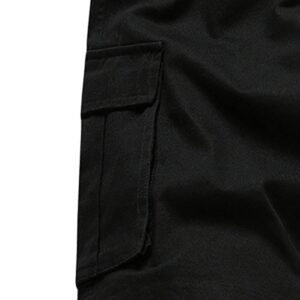 Men's Elastic Waist Cargo Shorts Relaxed Fit Casual Drawstring Outdoor Shorts Multi Pockets Summer Short Pants (Black,4X-Large)