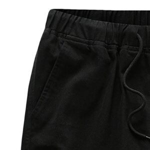 Men's Elastic Waist Cargo Shorts Relaxed Fit Casual Drawstring Outdoor Shorts Multi Pockets Summer Short Pants (Black,4X-Large)