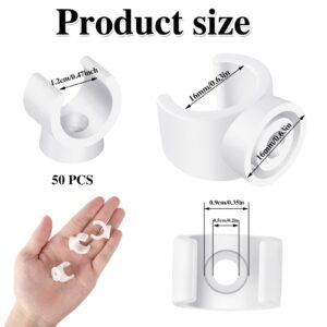 50 Packs 1/2 Inch PEX Clips, 16 mm Pipe Clamp Pipe Holder PEX Tubing Clamps PVC Water Pipe Support Hangers U-Hook Plastic Pipe Clamp Tools, White