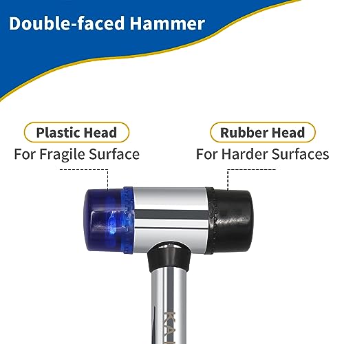 Rubber Hammer-KAIHAOWIN-25mm Small Rubber Mallet-Double Face Hammer with Soft/Hard-Anti-Slip Stainless Steel Ergonomic Grip with Low Recoil for Household Project Camping Woodworking without Damage