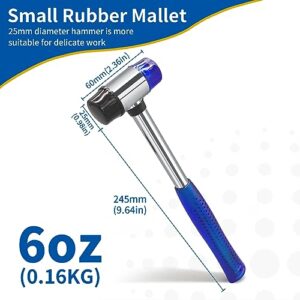 Rubber Hammer-KAIHAOWIN-25mm Small Rubber Mallet-Double Face Hammer with Soft/Hard-Anti-Slip Stainless Steel Ergonomic Grip with Low Recoil for Household Project Camping Woodworking without Damage