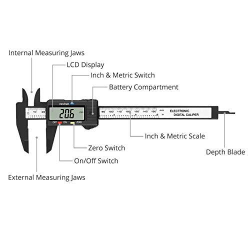 Digital Caliper, 0-6" Calipers Measuring Tool - Electronic Micrometer Caliper, Auto-Off Feature, Inch and Millimeter Conversion+ 1 Pack Tape Measure Measuring Tape for Household/DIY Measurement…