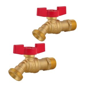 ld longda (2-packs) male hose bibb 1/2" mip × 3/4" mht with 1/4-turn water hose shut off valve, hreaded garden hose outlet ideal for gardens, patios, boiler drain