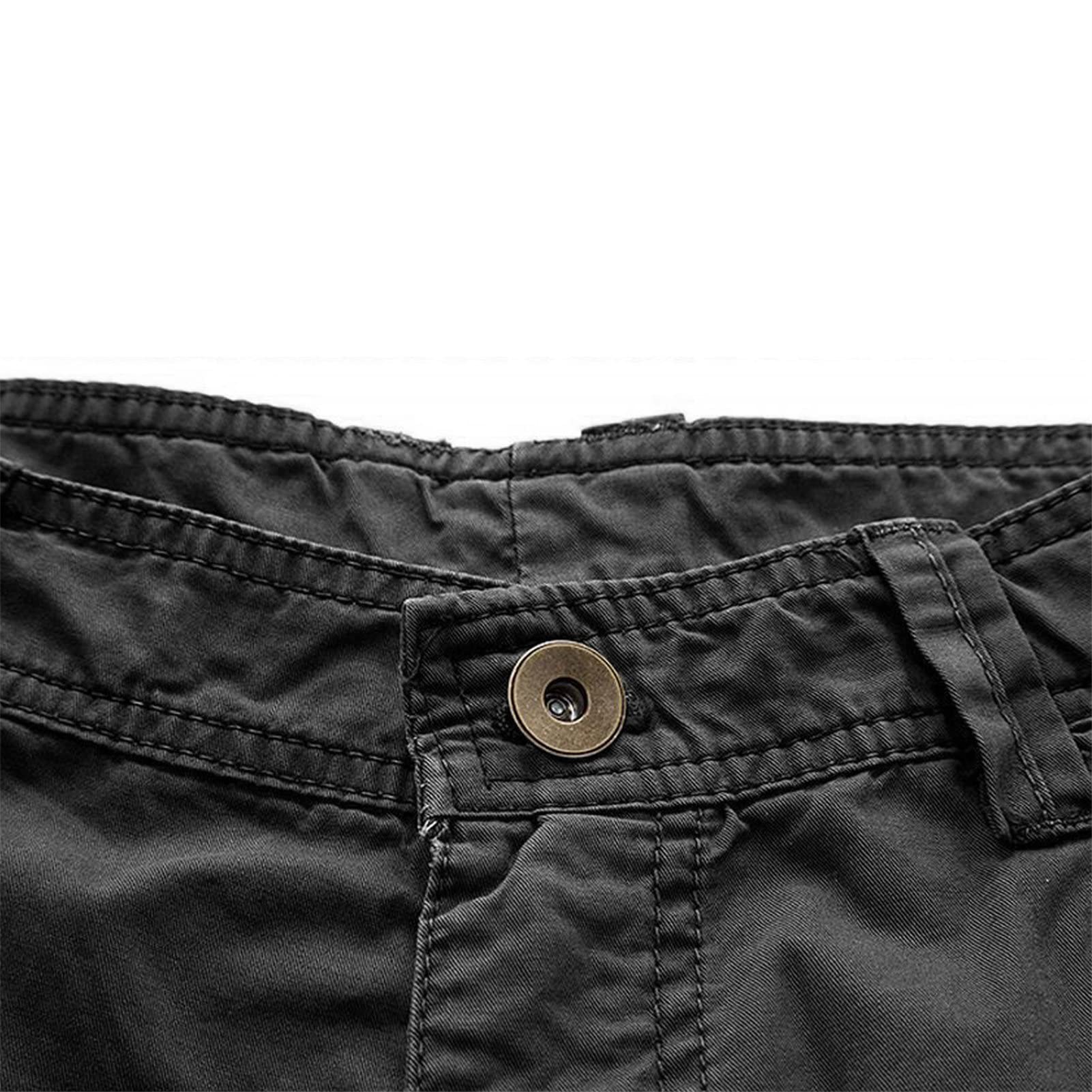 Men's Cotton Twill Multi Pockets Shorts Lightweight Relaxed Fit Cargo Short Casual Outdoor Military Short Pants (Black,34)