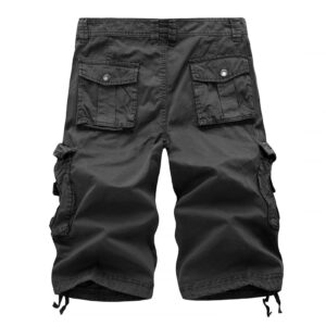 Men's Cotton Twill Multi Pockets Shorts Lightweight Relaxed Fit Cargo Short Casual Outdoor Military Short Pants (Black,34)