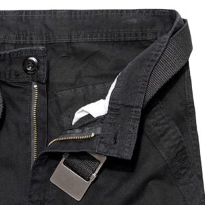 Men's Lightweight Casual Cargo Shorts Twill Zipper Pockets Outdoor Short Pants Cotton Military Army Short No Belt (Black,34)