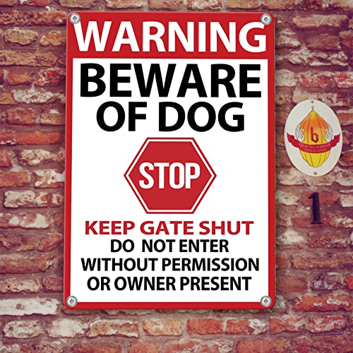 Beware of Dog Signs for Fence,Warning Tin Sign Beware of Dog,Do Not Enter,Home Kitchen Farm Garden Garage Wall Decor 12x8inch