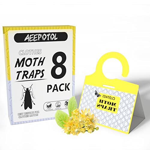 Clothes Moth Traps, Pantry Moth Traps with Pheromones Prime, Non-Toxic Sticky Glue Trap-8 Pcs, Moth Pheromone Traps for House,Kitchen, Closet, Dining Cabinet