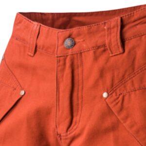 Mens Relaxed Fit Outdoor Shorts Lightweight Casual Hiking Cargo Short Pants Retro Straight Leg Solid Summer Short (Orange,34)