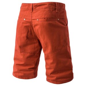 Mens Relaxed Fit Outdoor Shorts Lightweight Casual Hiking Cargo Short Pants Retro Straight Leg Solid Summer Short (Orange,34)