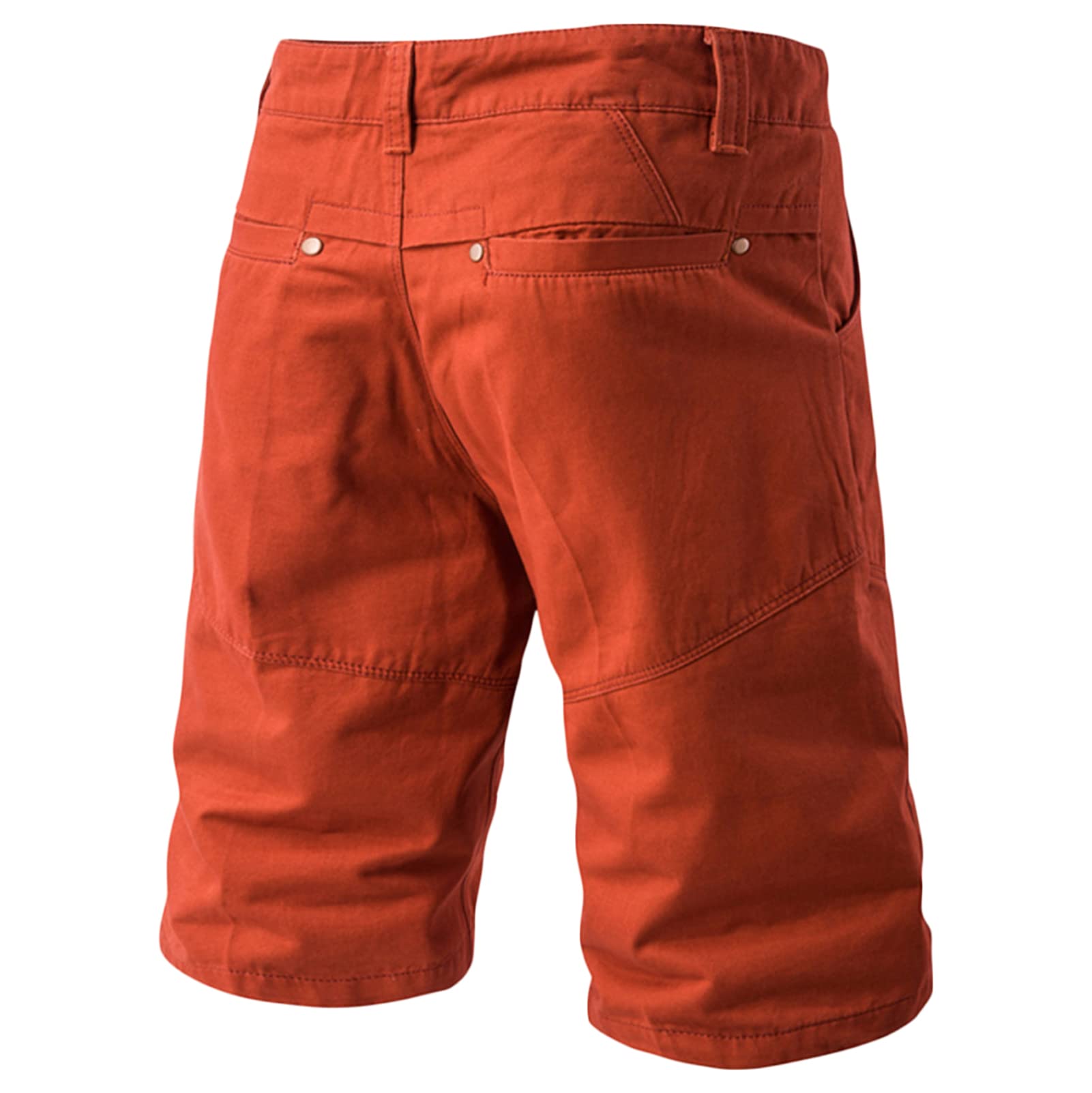 Mens Relaxed Fit Outdoor Shorts Lightweight Casual Hiking Cargo Short Pants Retro Straight Leg Solid Summer Short (Orange,34)