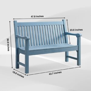 Psilvam Garden Bench, 2-Person Poly Lumber Patio Bench, All-Weather Outdoor Bench That Never Rot and Fade, Memorial Bench, Suit for Garden, Porch and Park(Blue)