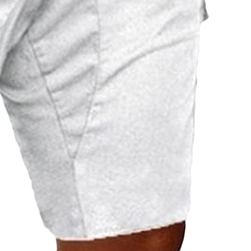 Men's Elastic Waist Multi Pockets Shorts Lightweight Military Cargo Short Pants Drawstring Relaxed Fit Army Short (White,X-Large)