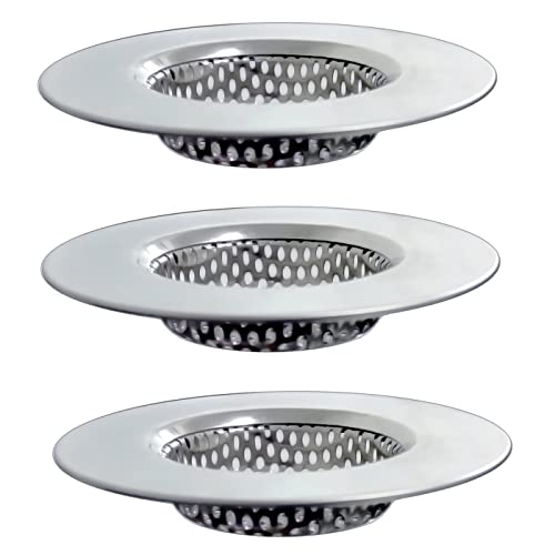 Huntonry 3PCS Bathtub Strainer, Shower Drain Hair Catcher, Bath Tub Drain Cover, Fliter, Hair Stopper, Stainless Steel Drain Catcher, Floor Drain Strainer, Fit for 1.65" to 3.0" Drain Holes