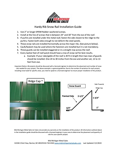 HR Metal Roof Snow Guards, Snow Stops 80ft Kit (Mid-Mich Forest Green)