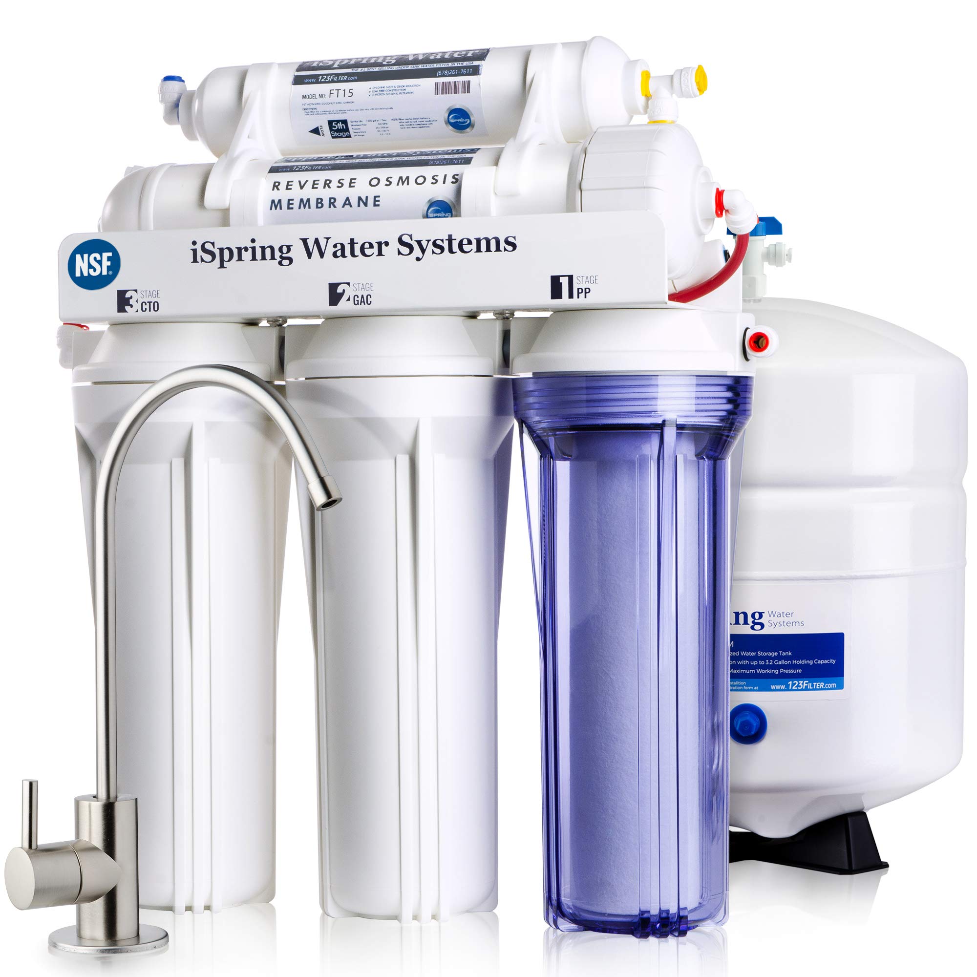 iSpring RCC7 Under Sink Reverse Osmosis System + iSpring GA1-ORB Lead-Free Faucet