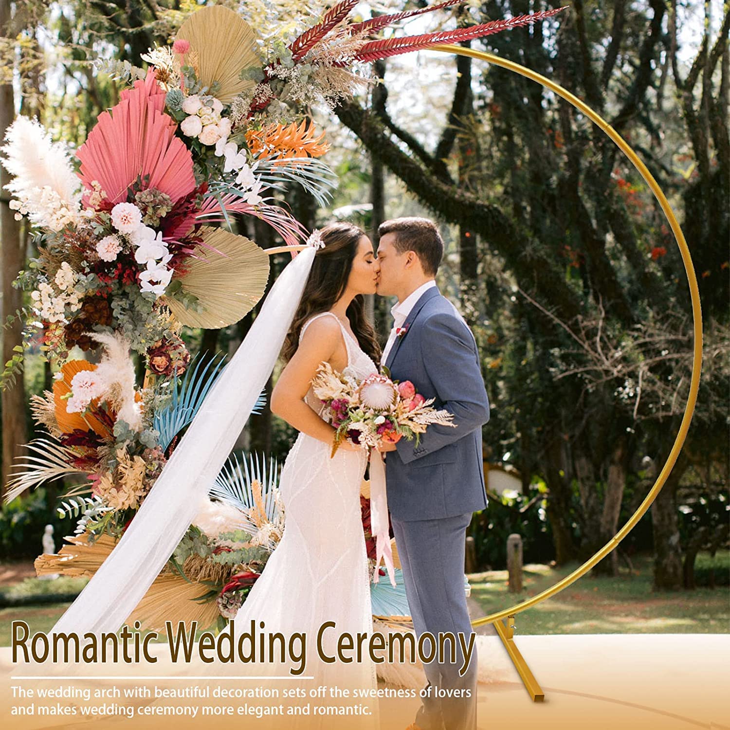 Wedding Arch Round Backdrop Stand Wedding Arches for Ceremony Wedding Arch Stand 6.6ft Round Balloon Arch Frame Golden Balloon Arch Stand Round Balloon Backdrop Frame (6.6ft Gold)