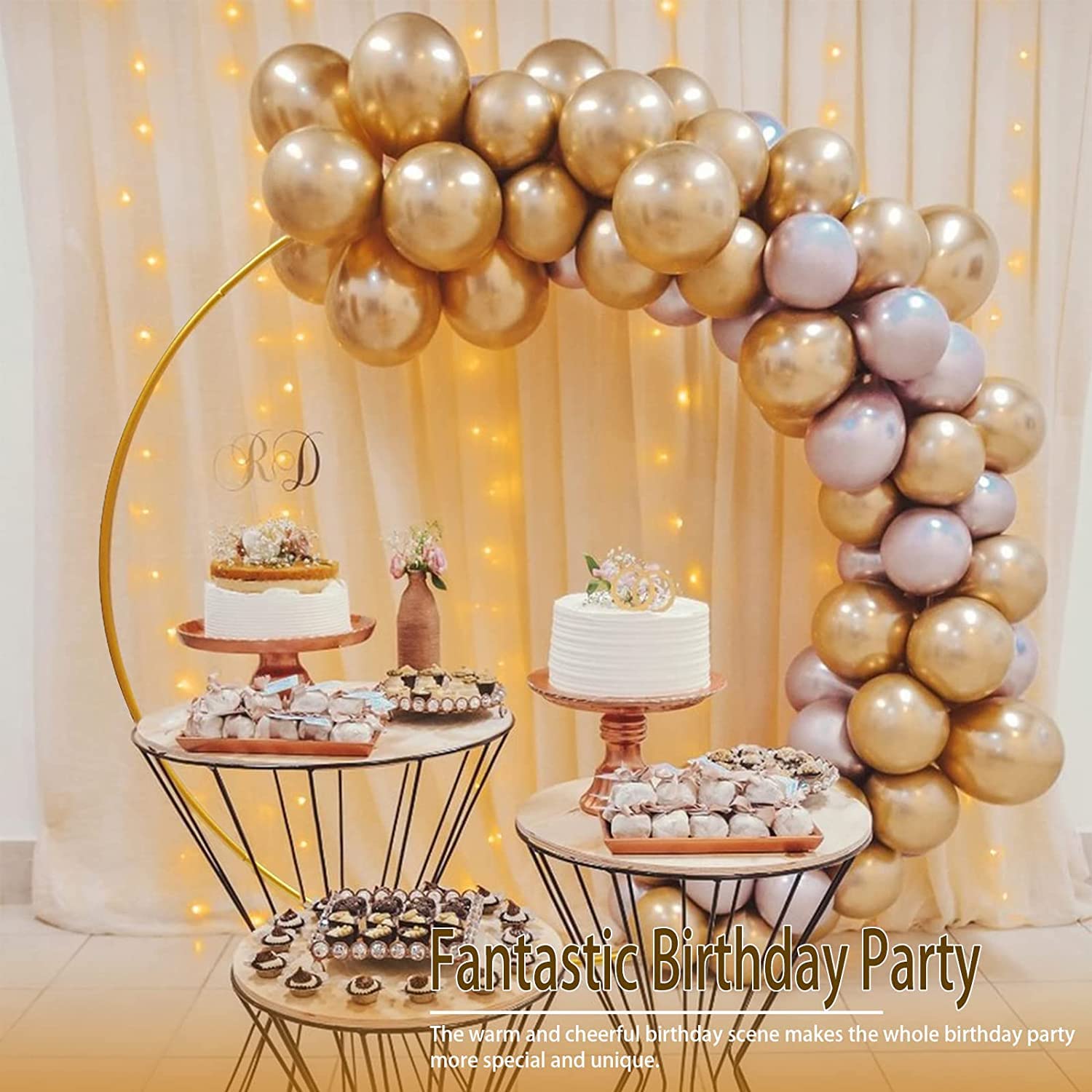 Wedding Arch Round Backdrop Stand Wedding Arches for Ceremony Wedding Arch Stand 6.6ft Round Balloon Arch Frame Golden Balloon Arch Stand Round Balloon Backdrop Frame (6.6ft Gold)