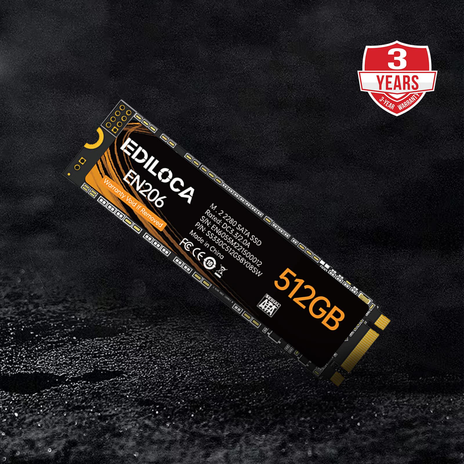 Ediloca EN206 512GB 3D NAND TLC M.2 SSD, M.2 2280 SATA III 6Gb/s SSD Internal Hard Drive, Read/Write Speed up to 550/460 MB/s, Compatible with Ultrabooks, Tablet Computers and Mini PCs