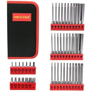 tooleague 47pcs hex head allen wrench drill bit set metric and sae,alan wrench key power drill bit set 1/4" quick change release shank magnetic screwdriver bit set for assembling furniture