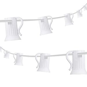 encoidoz 100ft c9 outdoor string light stringer, e17-12 socket spacing, c9 christmas stringer set white light string for wedding patio event lighting decor, white wire