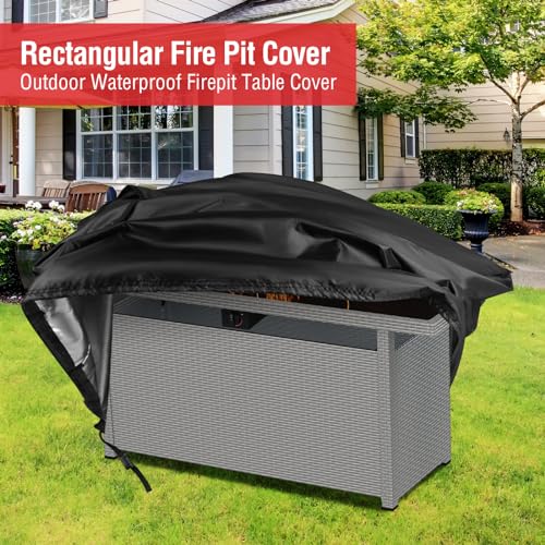 Youlvy Rectangular Fire Pit Cover for Best Choice Products 57 inch Propane Gas Fire Pit Table,Outdoor Waterproof Firepit Table Cover - 57 X 22 X 25 Inch