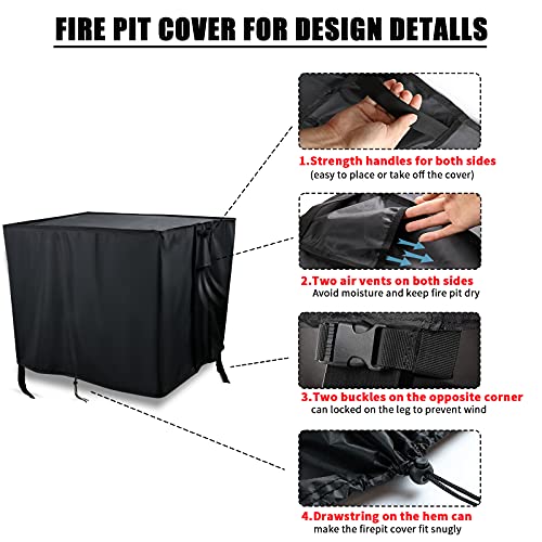 Youlvy Rectangular Fire Pit Cover for Best Choice Products 57 inch Propane Gas Fire Pit Table,Outdoor Waterproof Firepit Table Cover - 57 X 22 X 25 Inch