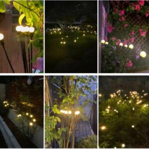 Daoseolo 2Pack 10LED Starburst Swaying Solar Lights, Outdoor Waterproof Solar Firefly Lights, Solar Garden Lights, Solar Decorative Lights for Pathway Yard Patio Landscape