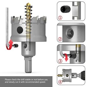 GSTK Upgrade Heavy Duty Carbide Hole Saw 14 Pcs,Metal Steel Hole Saw Drill Bit,TCT Hole Cutter,Alloy Hardness Upgrade, with 2*Extra Titanium Plated Pilot Center Drill and 2*L-Wrench