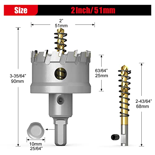 GSTK Upgrade Heavy Duty Carbide Hole Saw 14 Pcs,Metal Steel Hole Saw Drill Bit,TCT Hole Cutter,Alloy Hardness Upgrade, with 2*Extra Titanium Plated Pilot Center Drill and 2*L-Wrench