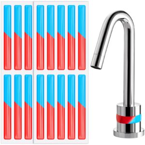 20 pcs hot and cold water label hot and cold indicator waterproof faucet label self stick hot sign cold sign for kitchen bathroom faucet shower escutcheon