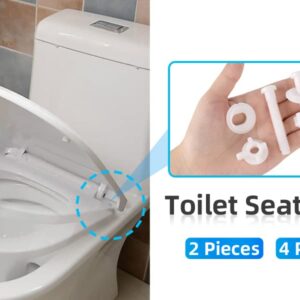 Toilet Seat Screws Bolts Replacement, Plastic Toilet Seat Hinge Bolts with Plastic Nuts and Washers for Fixing The Top Mount Toilet Seat, 2 Pieces