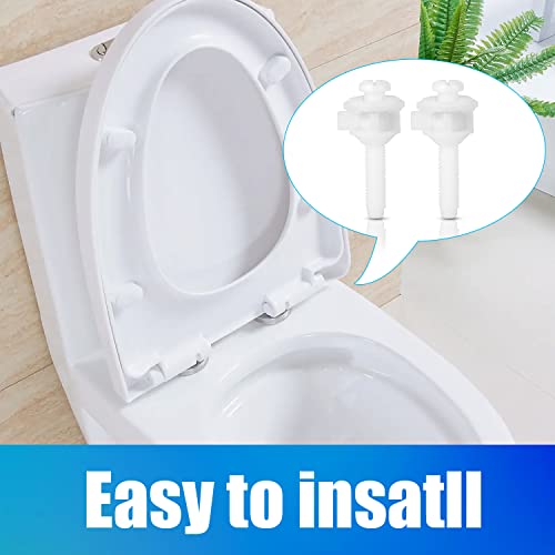 Toilet Seat Screws Bolts Replacement, Plastic Toilet Seat Hinge Bolts with Plastic Nuts and Washers for Fixing The Top Mount Toilet Seat, 2 Pieces