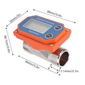 CUEI Turbine Flow Meter, High Accuracy Stainless Steel Electronic Digital Display Flowmeter, Gallon/Liter Acid Alkali Resistance Sensor Liquid Water Flowmeter for Farmland Irrigation, Swimming Pool