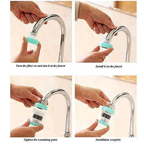 Kitchen Water Filter, Faucet Sprayer, 360 Rotating Faucet Water Filter, Splash Shower Tap Water Spray Water Saver, Telescopic Water-Saving Nozzle with Filter Faucet Fits Standard Faucets (Light Green)