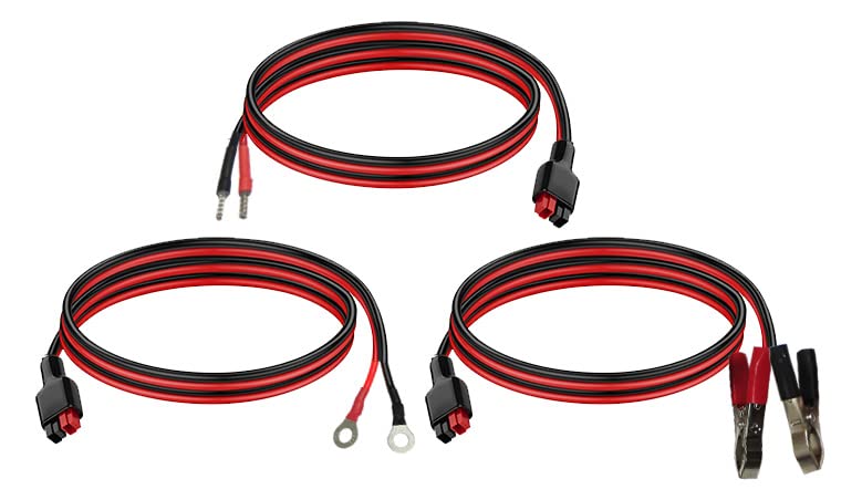 Genasun Wires Battery Kit for Solar Charge Controllers, 12 AWG Wires with Anderson Connector, Ring Terminals, and Alligators Connectors. Compatible GV-4, GV-5, GV-10, and GVB-8