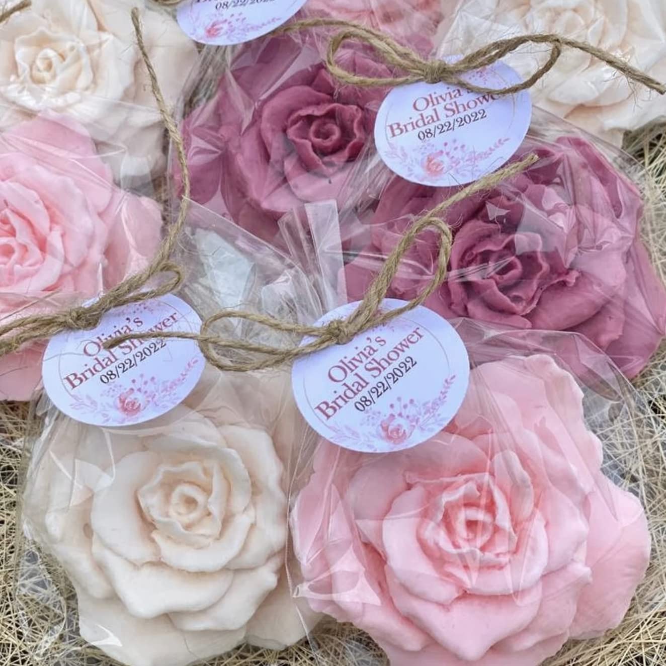 Rose Soap Favors - Bridal Shower Favors, Baby Shower Decorations, Girl Rose Gold Pink Floral Wedding Favors for Guests in Bulk