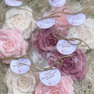 Rose Soap Favors - Bridal Shower Favors, Baby Shower Decorations, Girl Rose Gold Pink Floral Wedding Favors for Guests in Bulk