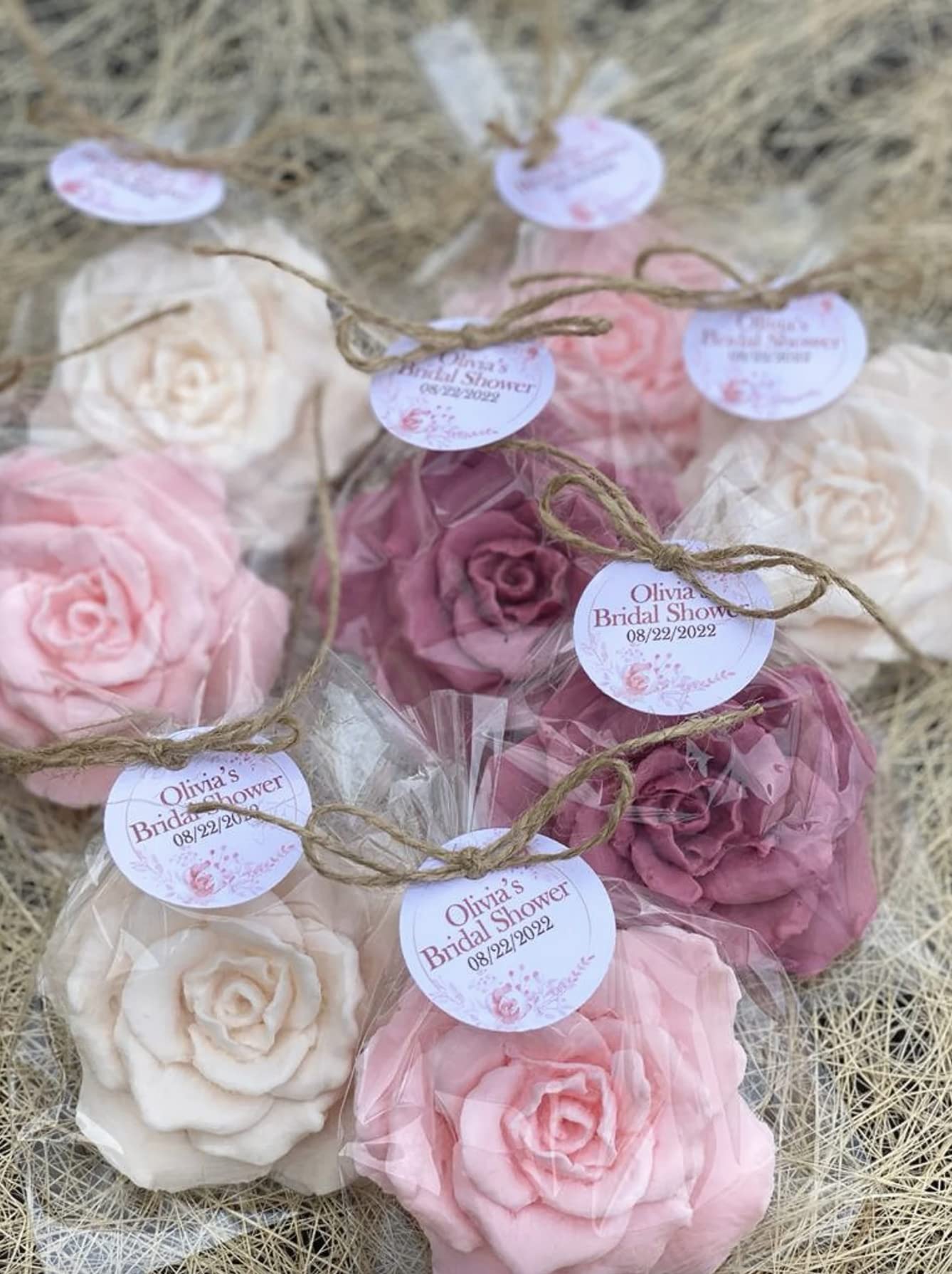 Rose Soap Favors - Bridal Shower Favors, Baby Shower Decorations, Girl Rose Gold Pink Floral Wedding Favors for Guests in Bulk